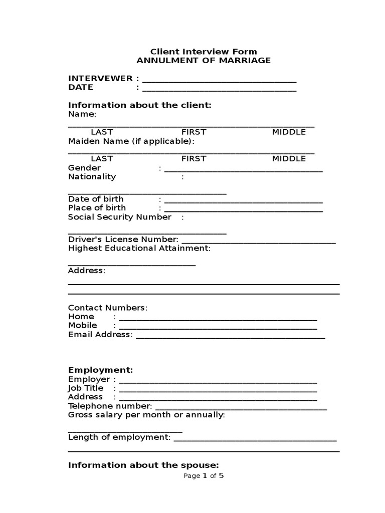 Client Interview Form | PDF