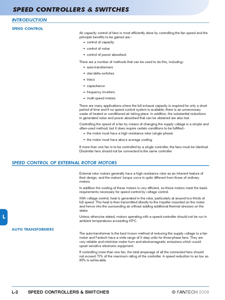 Speed Controllers & Switches | PDF | Power Inverter | Mechanical Fan