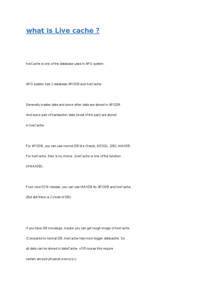 What Is Live Cache | PDF | Databases | Computer Engineering