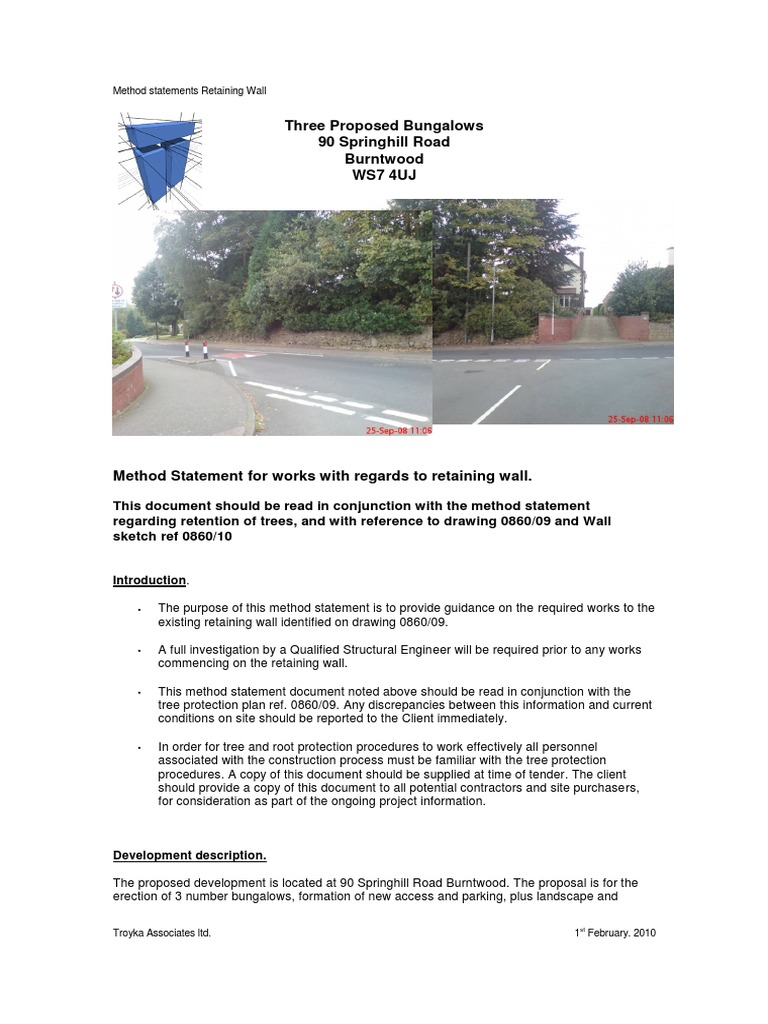 Method Statement of Work Regarding Retaining Wall | Wall | Trees