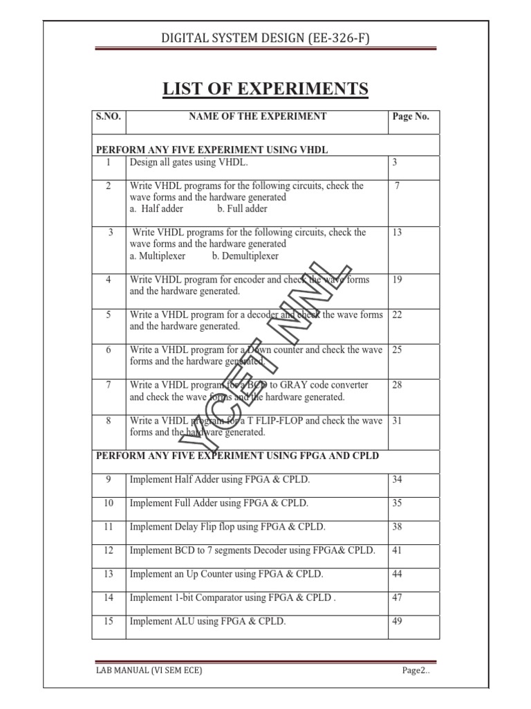 VHDL Experiments | PDF | Vhdl | Central Processing Unit