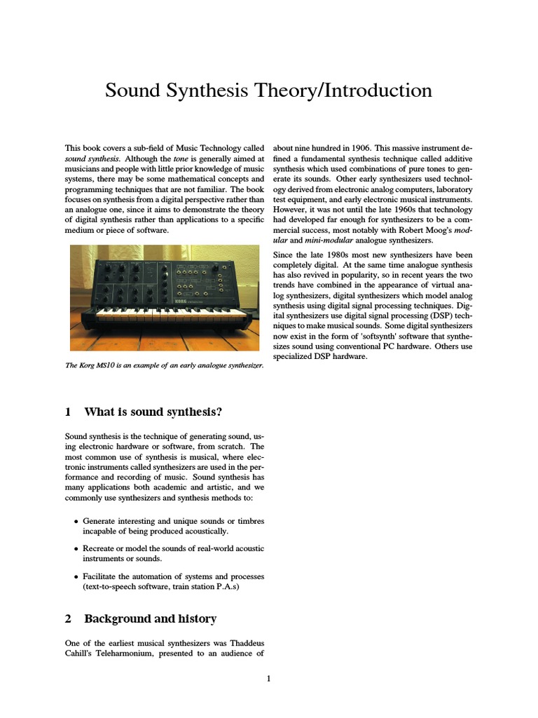 Sound Synthesis Theory-Introduction | PDF | Synthesizer | Music Technology