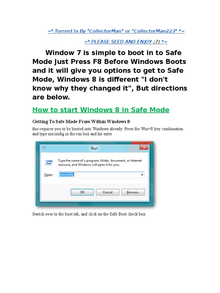How To Boot Windows Into Safe Mode | PDF