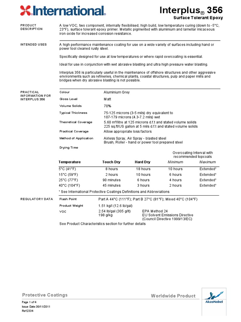 Boletim Técnico Interplus 356 | PDF | Epoxy | Industrial Processes