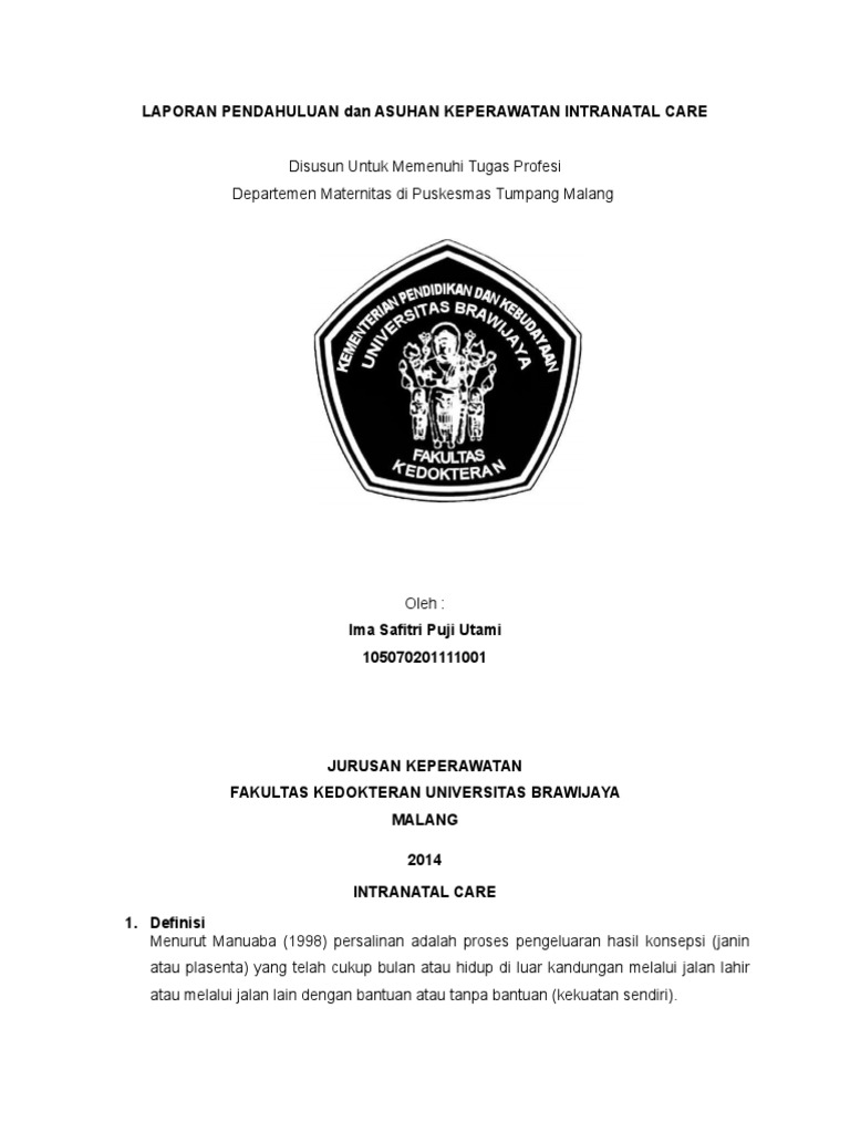 Laporan Pendahuluan Intranatal Care | PDF