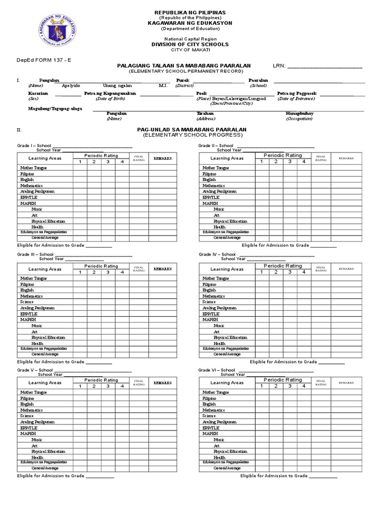DepEd FORM 137 guide | PDF | Philippines | Further Education