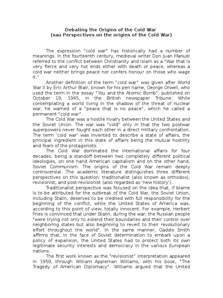 Origins of the Cold War Debates | PDF | Cold War | Soviet Union