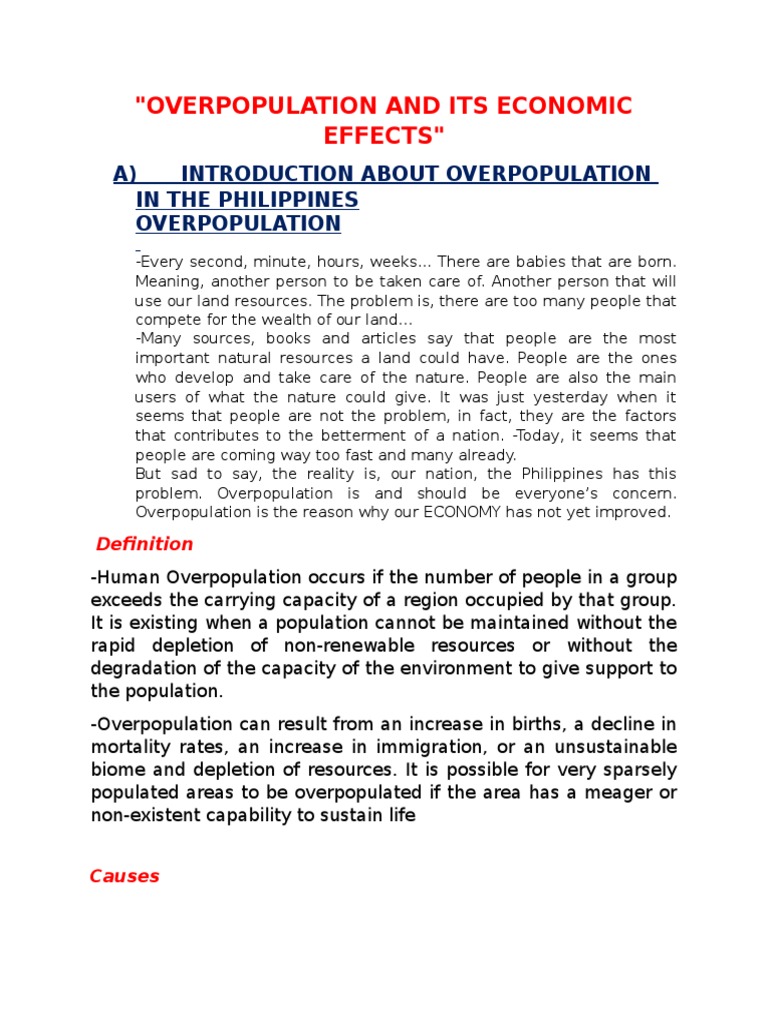 Overpopulation and Its Economic Effects | PDF | Human Overpopulation ...