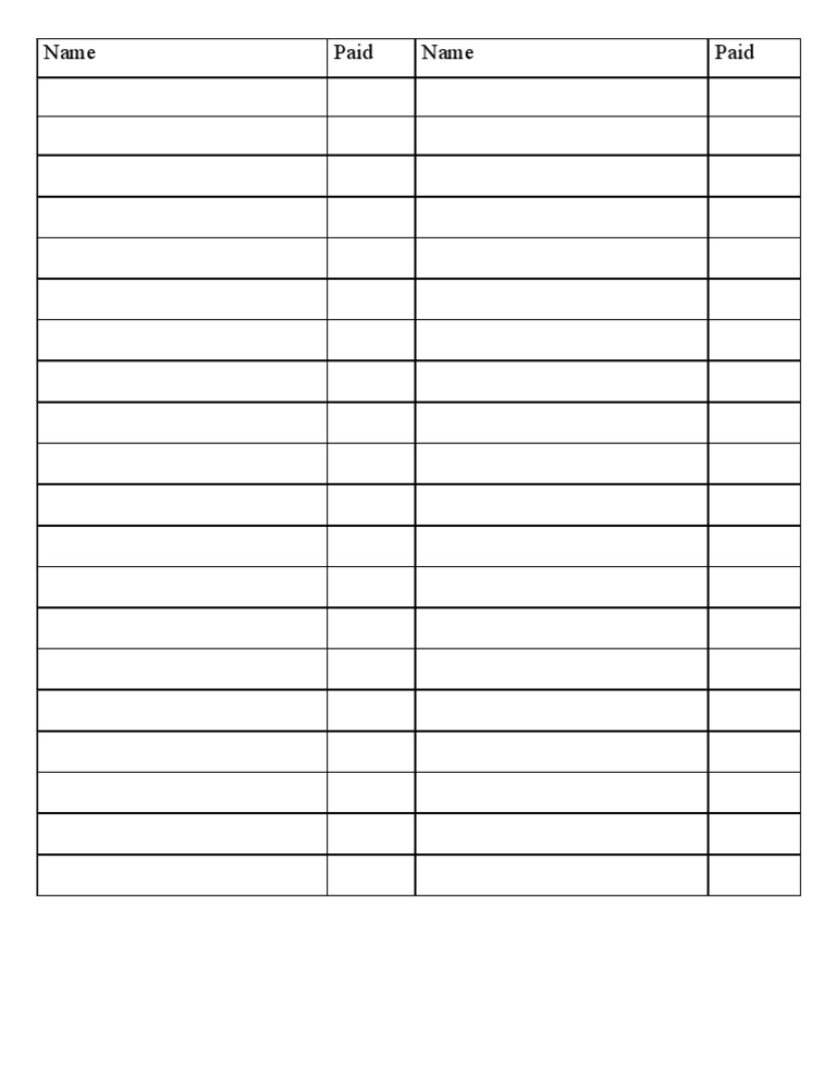 Sign Up Sheet | PDF