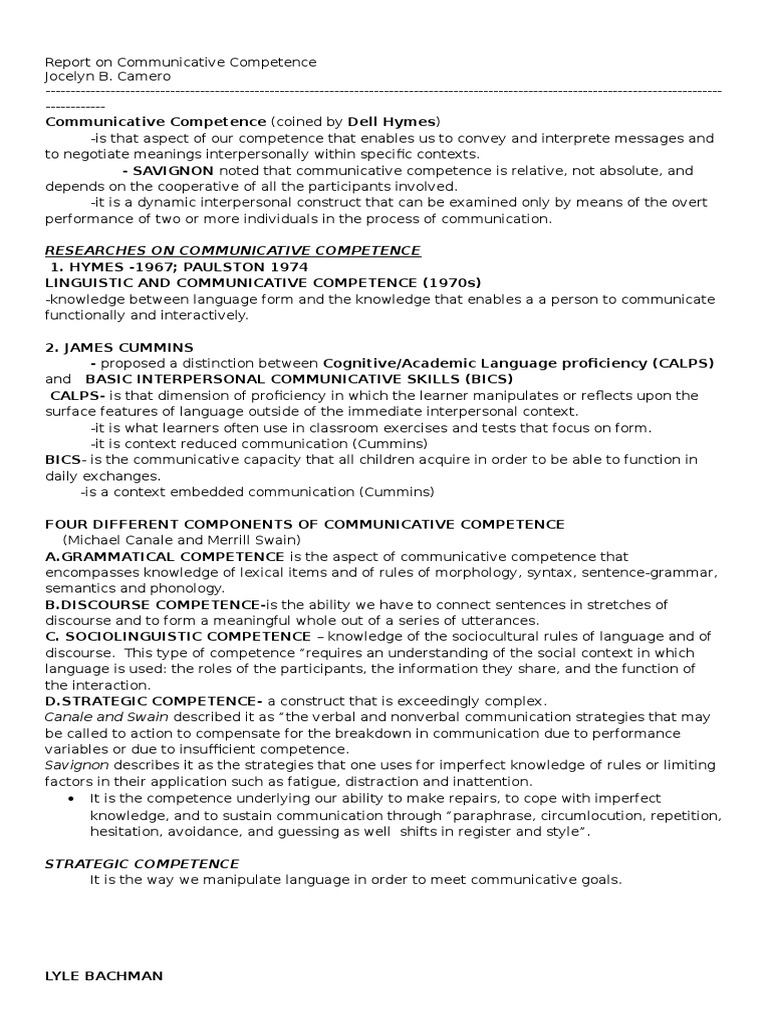 Understanding Communicative Competence | PDF | Nonverbal Communication ...