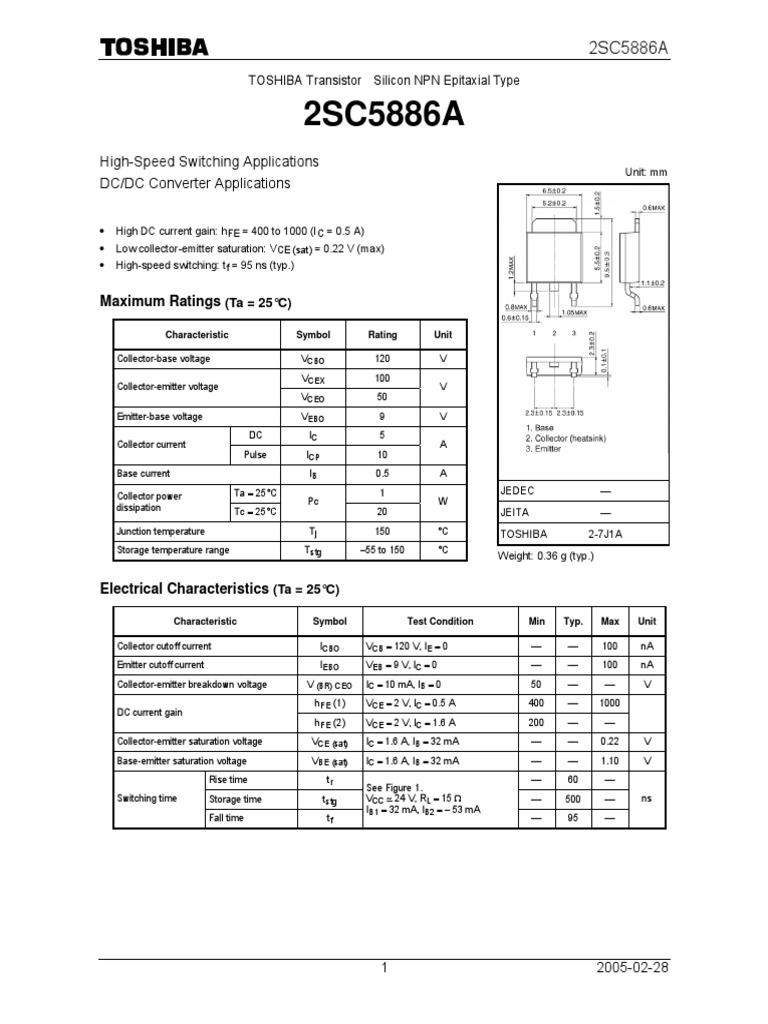 Datasheet C5886A | Reliability Engineering | Bipolar Junction Transistor
