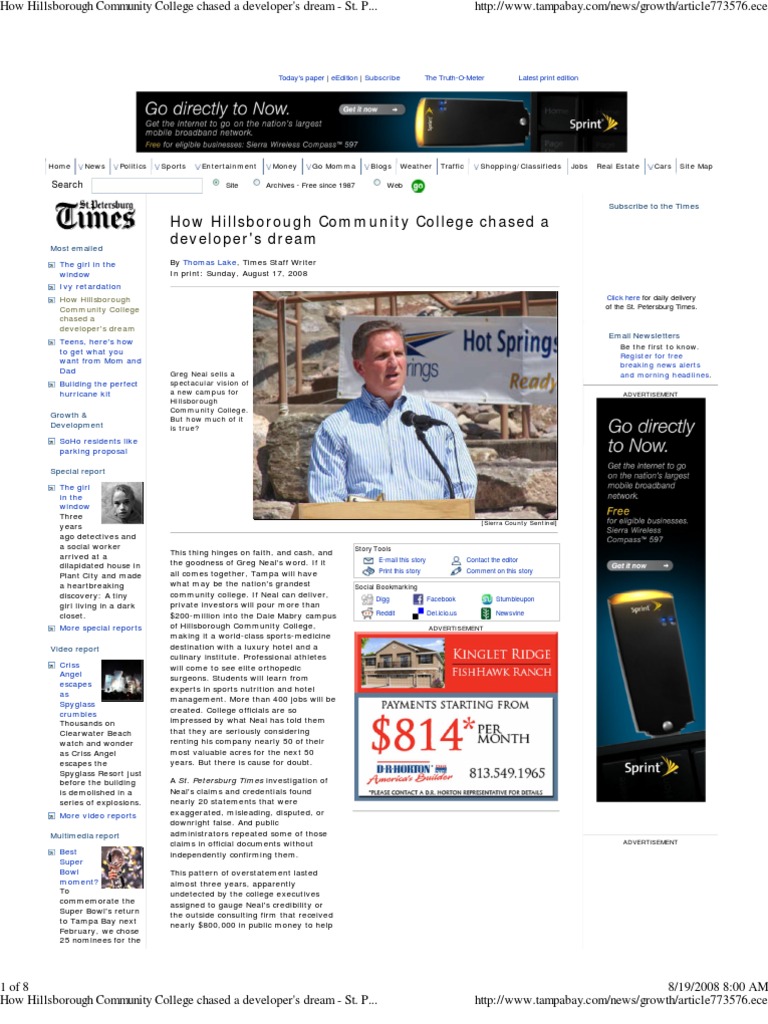 2008 - Greg Neal EXPOSED by St. Petersburg Times Article. | PDF | Tampa ...