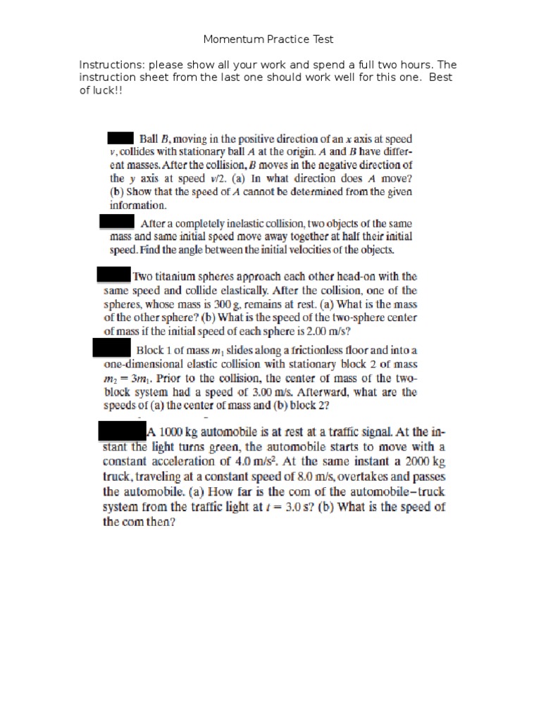 Momentum Practice | PDF