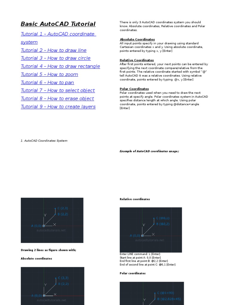 AutoCAD Basics for Beginners | PDF | Coordinate System | Point And Click