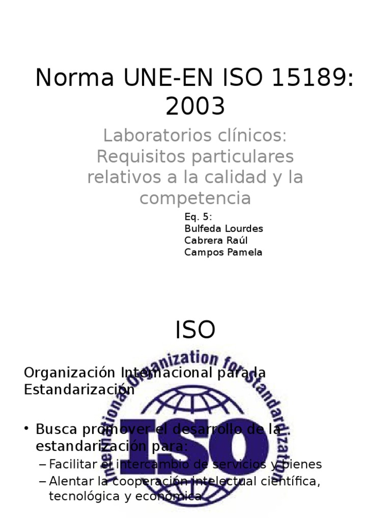 Iso 15189 | PDF | Organización internacional para la estandarización ...