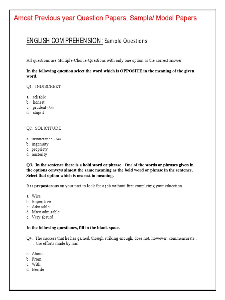 AMCAT Sample Papers | PDF | Leadership | Integer