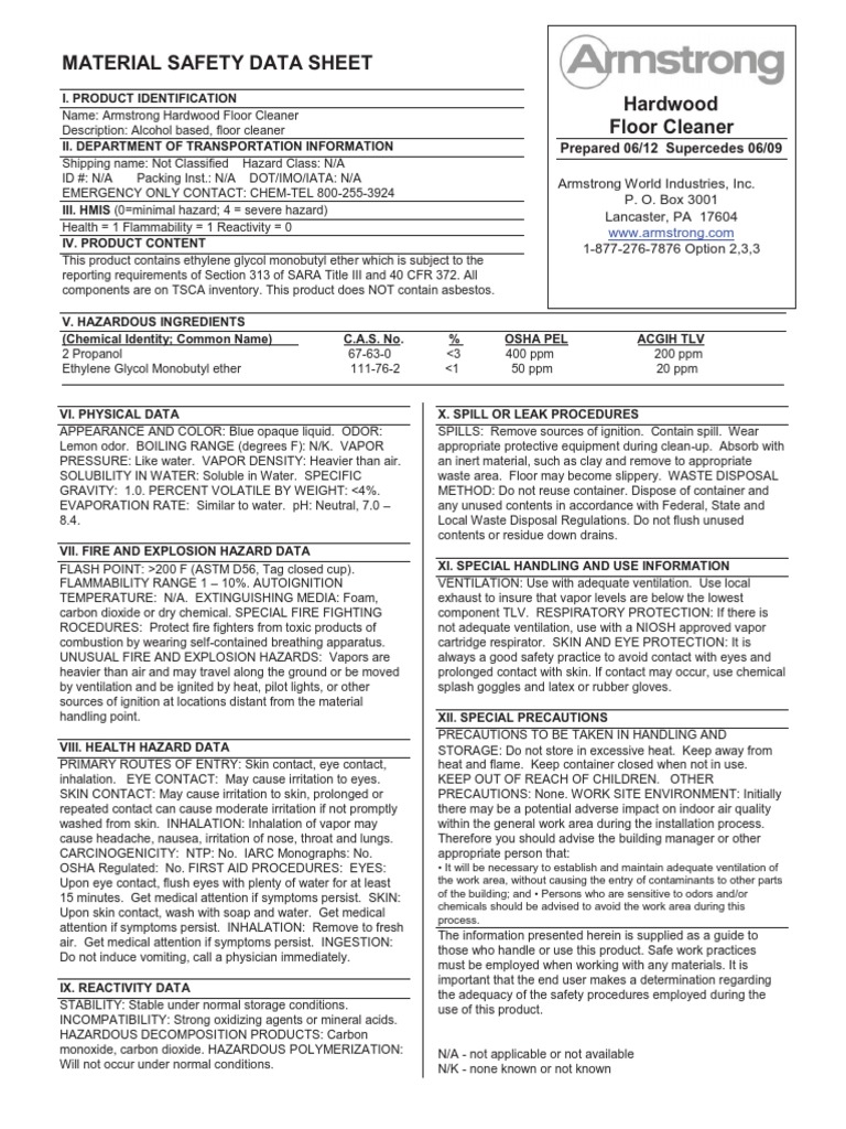 Material Safety Data Sheet MSDS PDF | Download Free PDF | Chemical ...