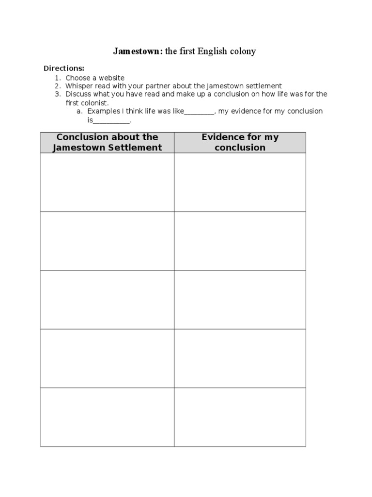 Jamestown Settlement Study Guide | PDF