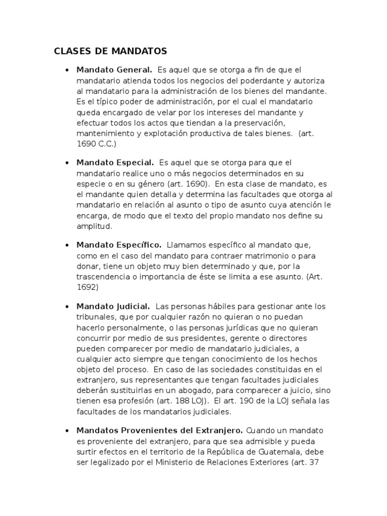 clases de mandatos.docx | Virtud | Información del Gobierno