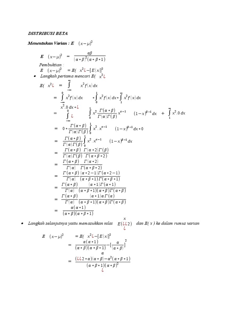 Variance Calculation for Beta Distribution | PDF