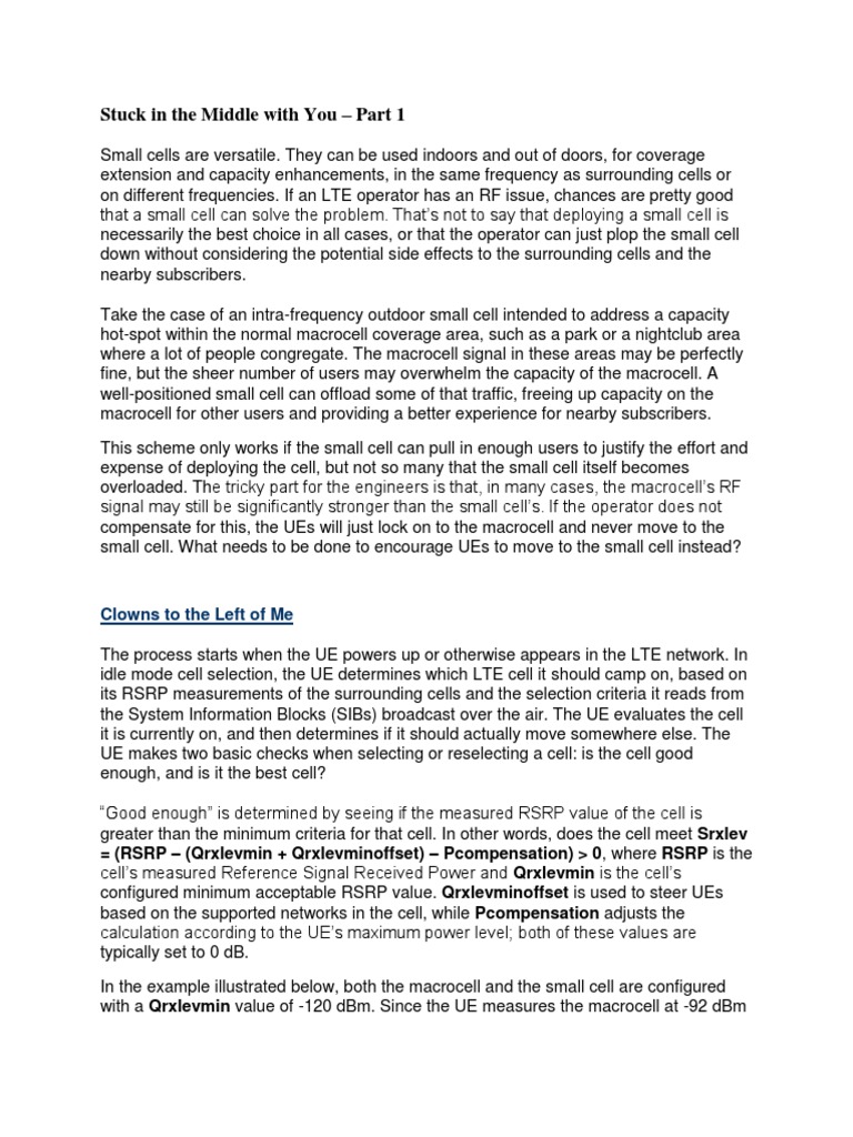 Cell Reselection and HO LTE Parameters | Download Free PDF | Decibel ...