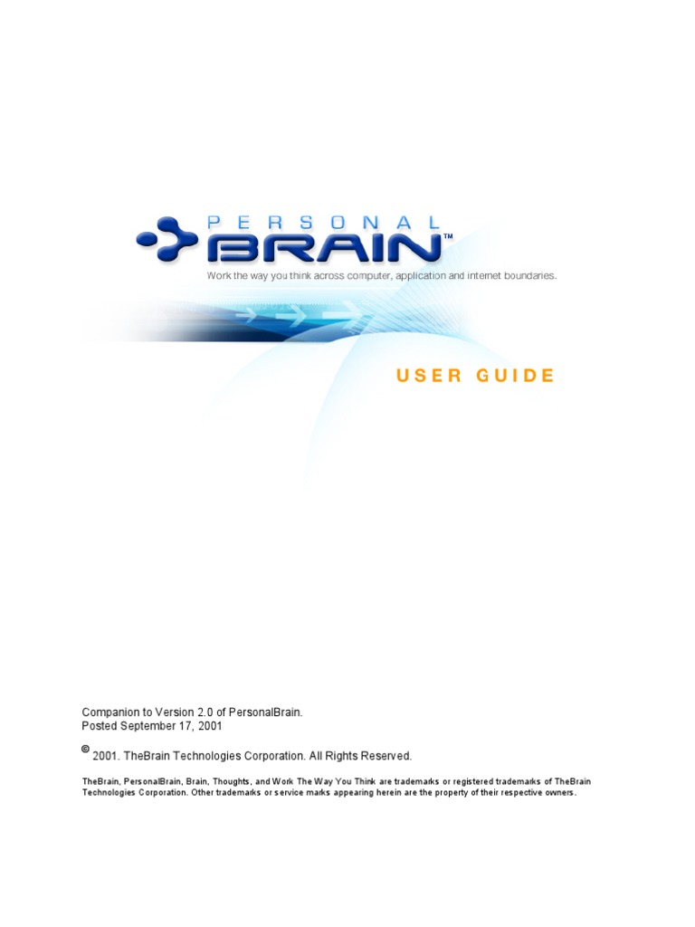 Companion To Version 2.0 of Personalbrain. Posted September 17, 2001 2001. Thebrain Technologies ...