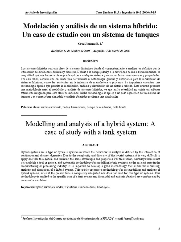 Sistema Hibrido Modelado de Tanques | PDF