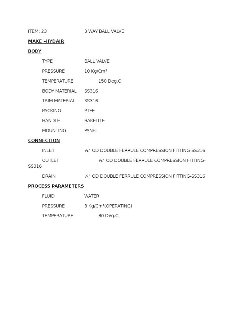 SS316 3-Way Ball Valve Specifications | PDF