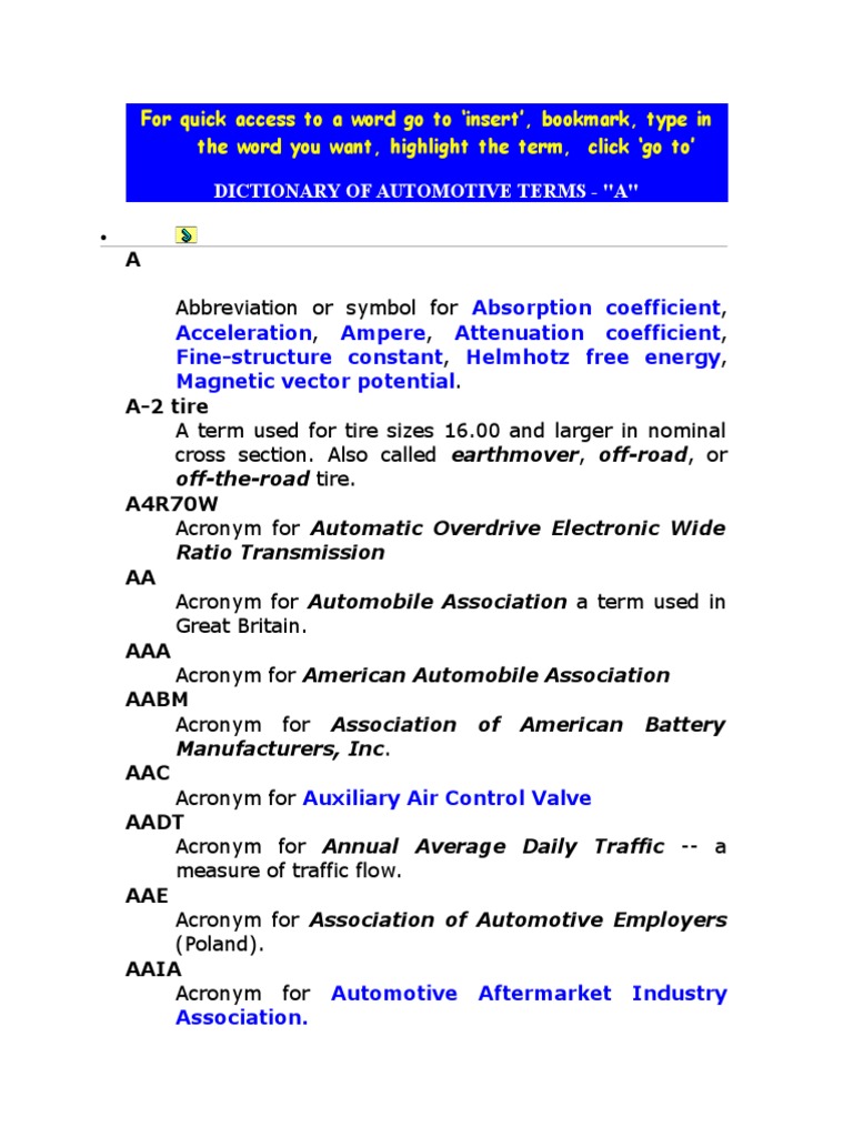 Dictionary of Automotive | PDF | Steering | Electronic Filter