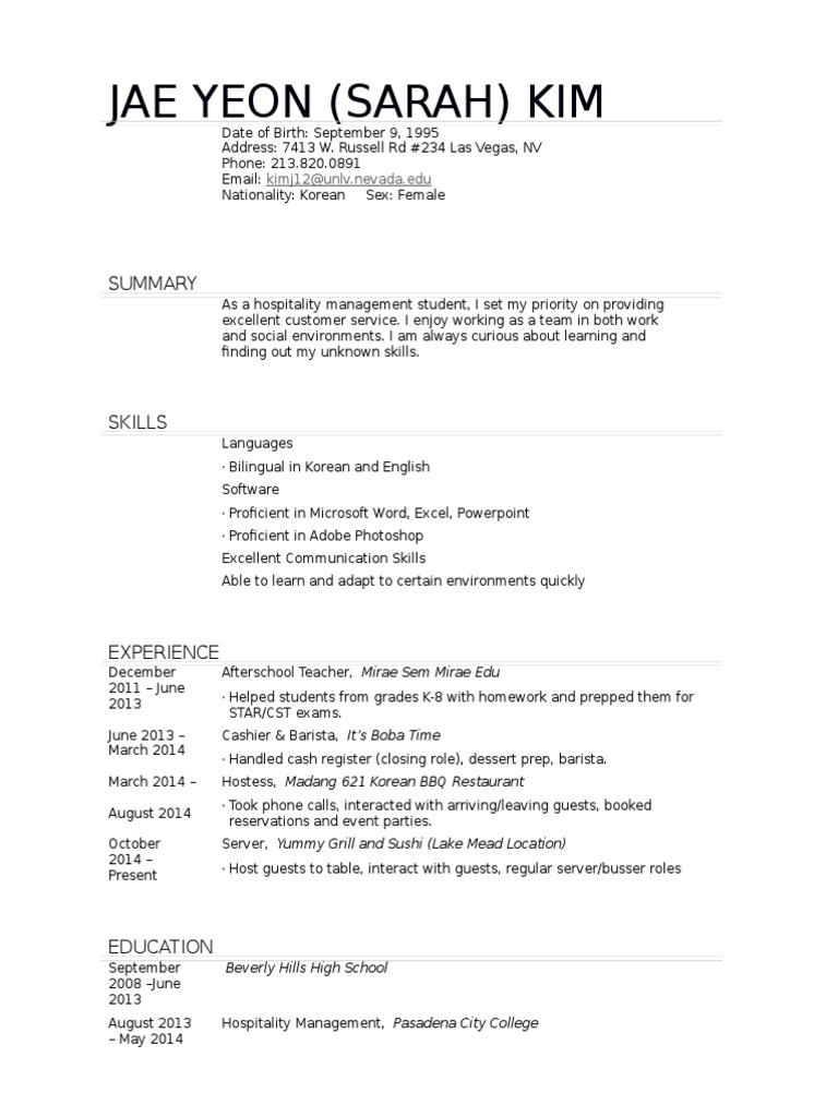 Official Jae Yeon Kim Resume | PDF