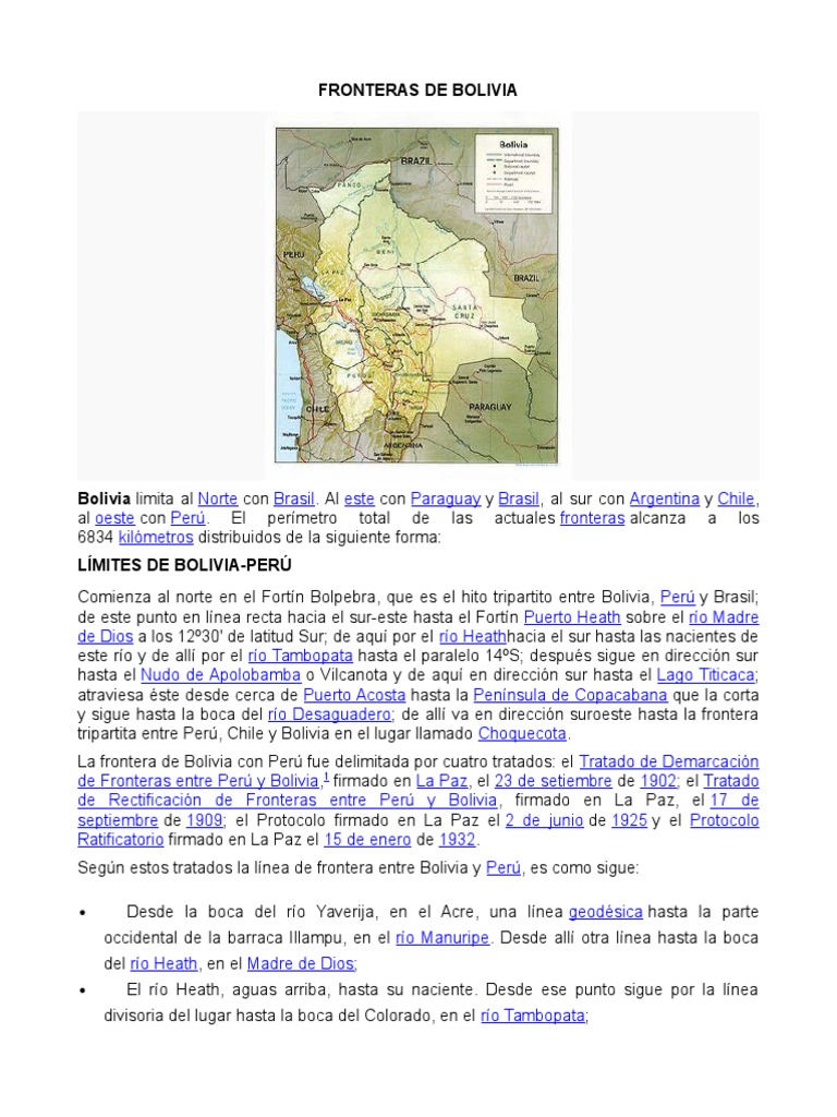 Límites y Fronteras de Bolivia | PDF | Bolivia | Geografía Física