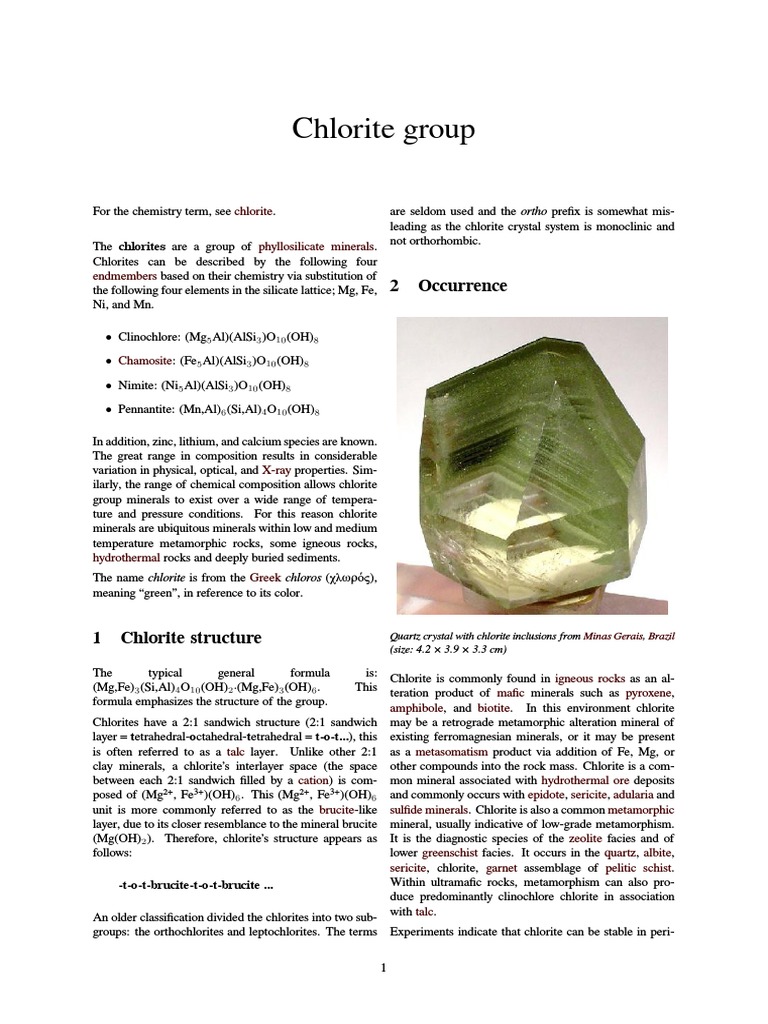 Chlorite Group | Classification Of Minerals | Earth Sciences