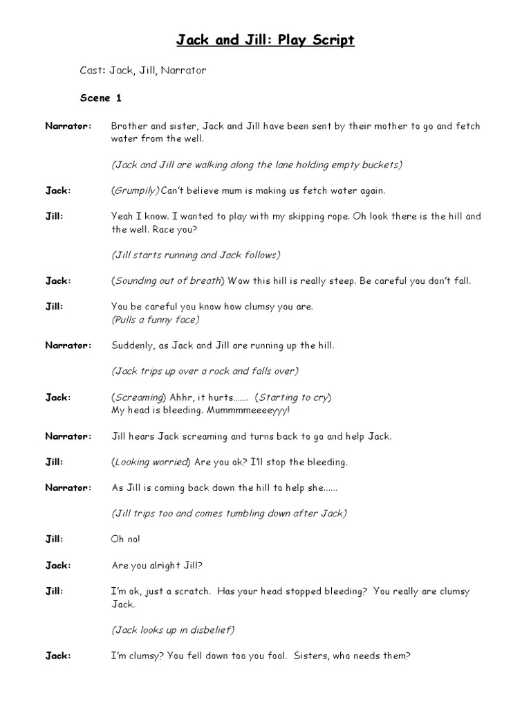 Jack and Jill Play Script | PDF