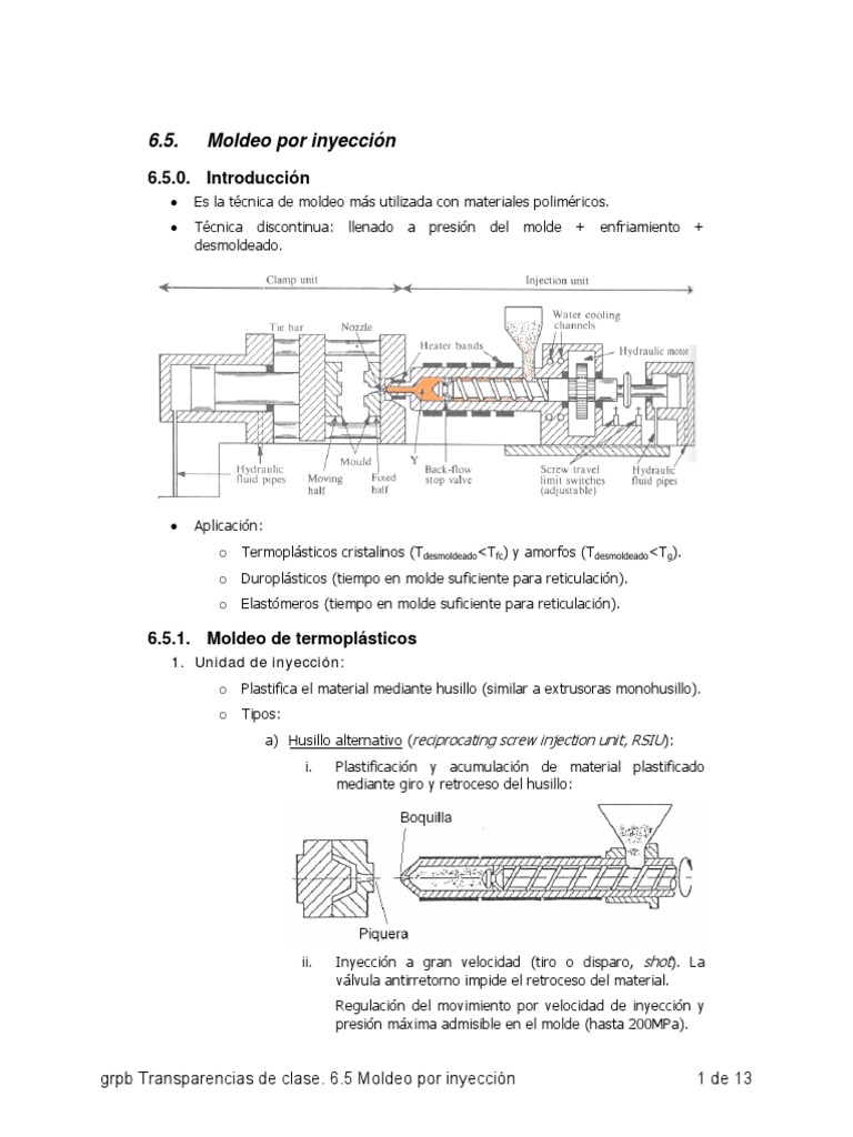 Teoria I Proceso De Inyeccion Pdf Industrias El Plastico
