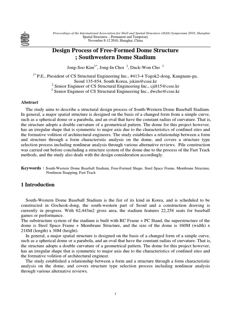 Design Process of Free-Formed Dome Structure PDF | PDF | Dome | Buckling