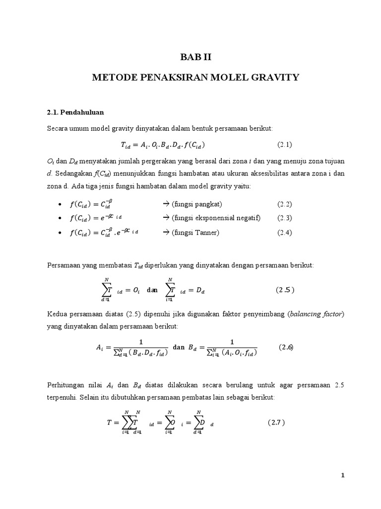 BAB II Metode Penaksiran Model Gravity | PDF