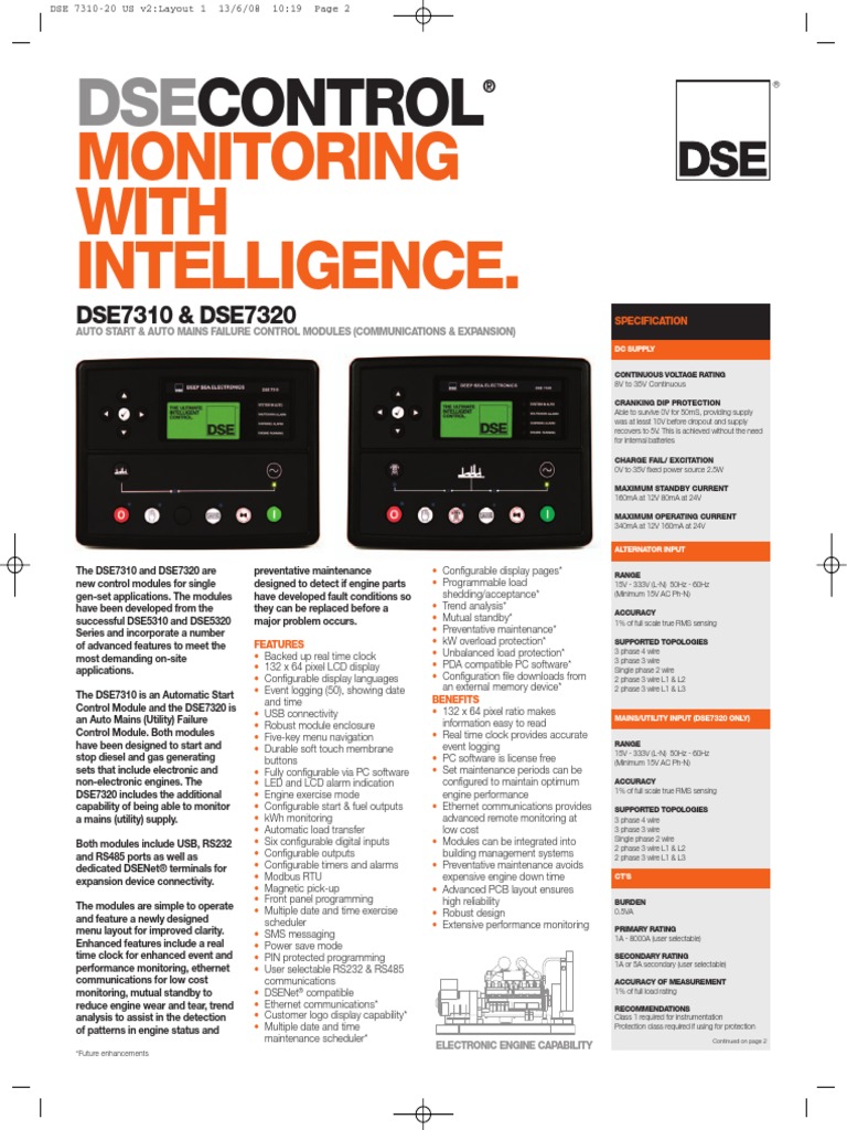 Catalogo Modulo de Control DSE 7310 - 7320 | PDF | Personal Computers ...