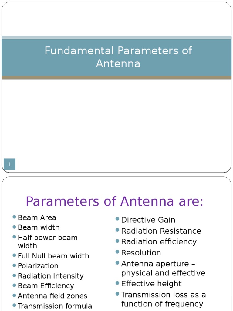 Fundamental Parameters of Antenna (1) .PPSX | PDF | Antenna (Radio) | Physical Phenomena