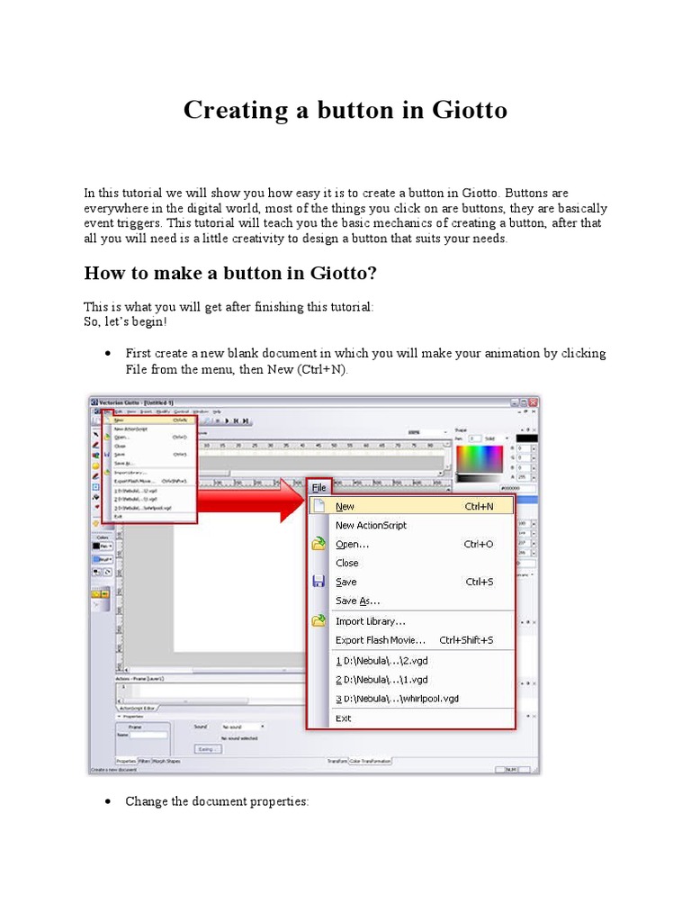 1.creating A Button in Giotto | PDF | Button (Computing) | System Software