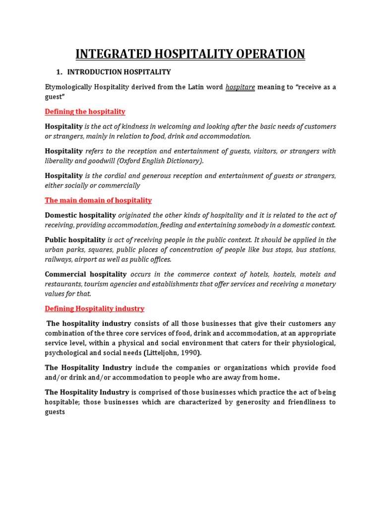 Integrated Hospitality Operations Overview | PDF | Franchising | Motel