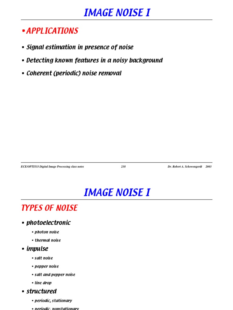 Types of Noise in Image Processing | PDF | Image Scanner | Optics