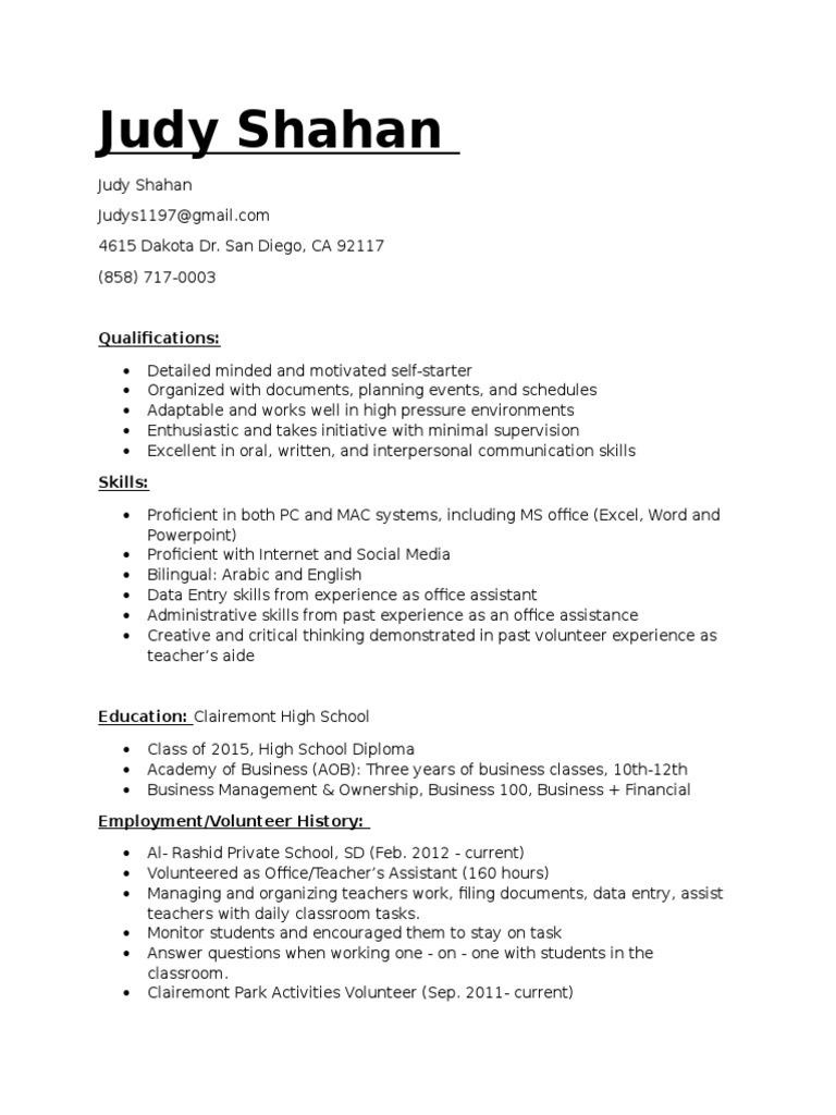 Judy Shahan Resume | PDF | Career & Growth