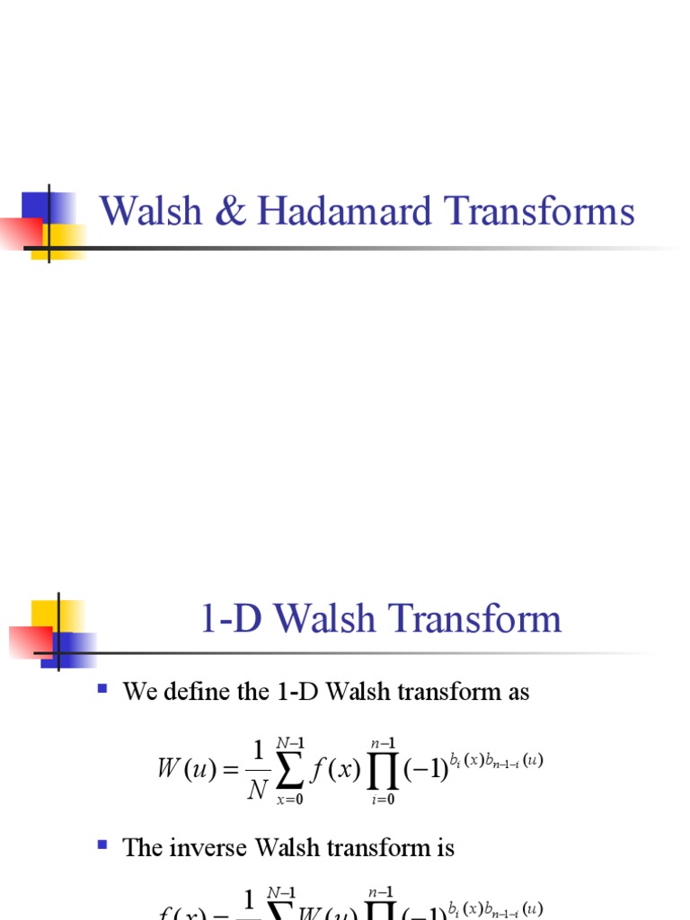 Walsh and Hadamard Transforms Overview | PDF | Matrix (Mathematics) | 2 D Computer Graphics