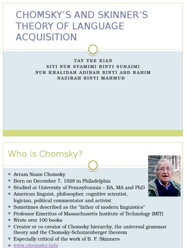 Chomskysandskinnerstheoryoflanguageacqu Chomsky and Skinner | PDF ...