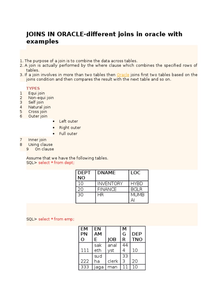 JOINS Concept For ORACLE Learners | PDF | Application Software | Data ...
