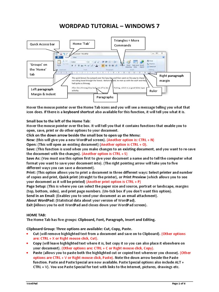 Wordpad Tutorial, Keyboard Shortcuts and Exercises V2 | PDF | Computer Keyboard | Icon (Computing)