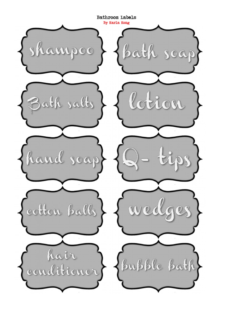 Bathroom Labels for Organization | PDF