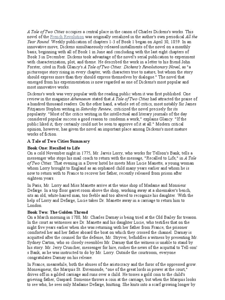 RIEWIV of A Tale of Two Cities | PDF | A Tale Of Two Cities | Books ...