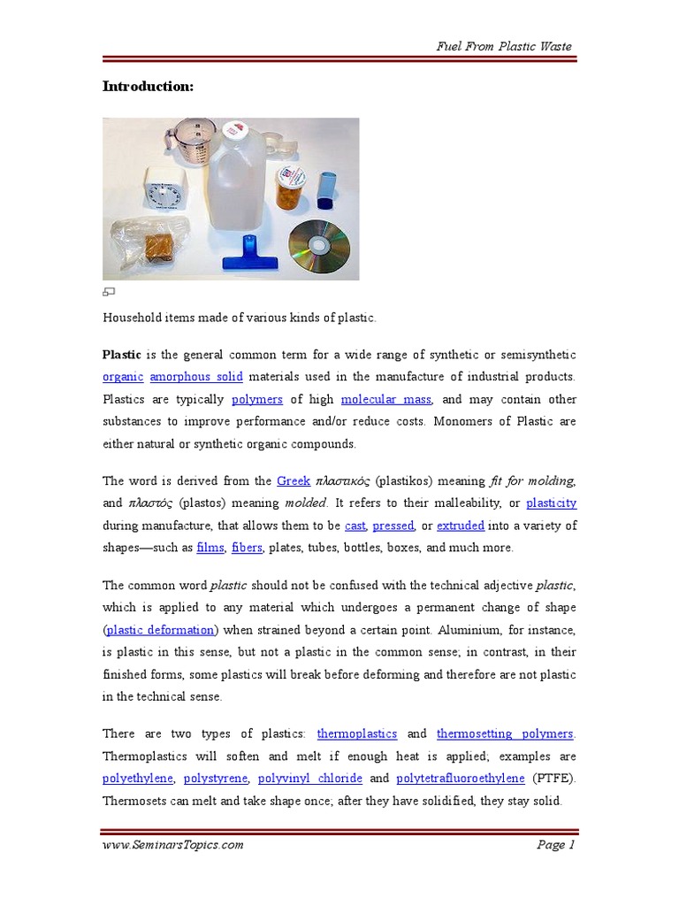 Fuel From Plastic Waste | Plastic | Polymers