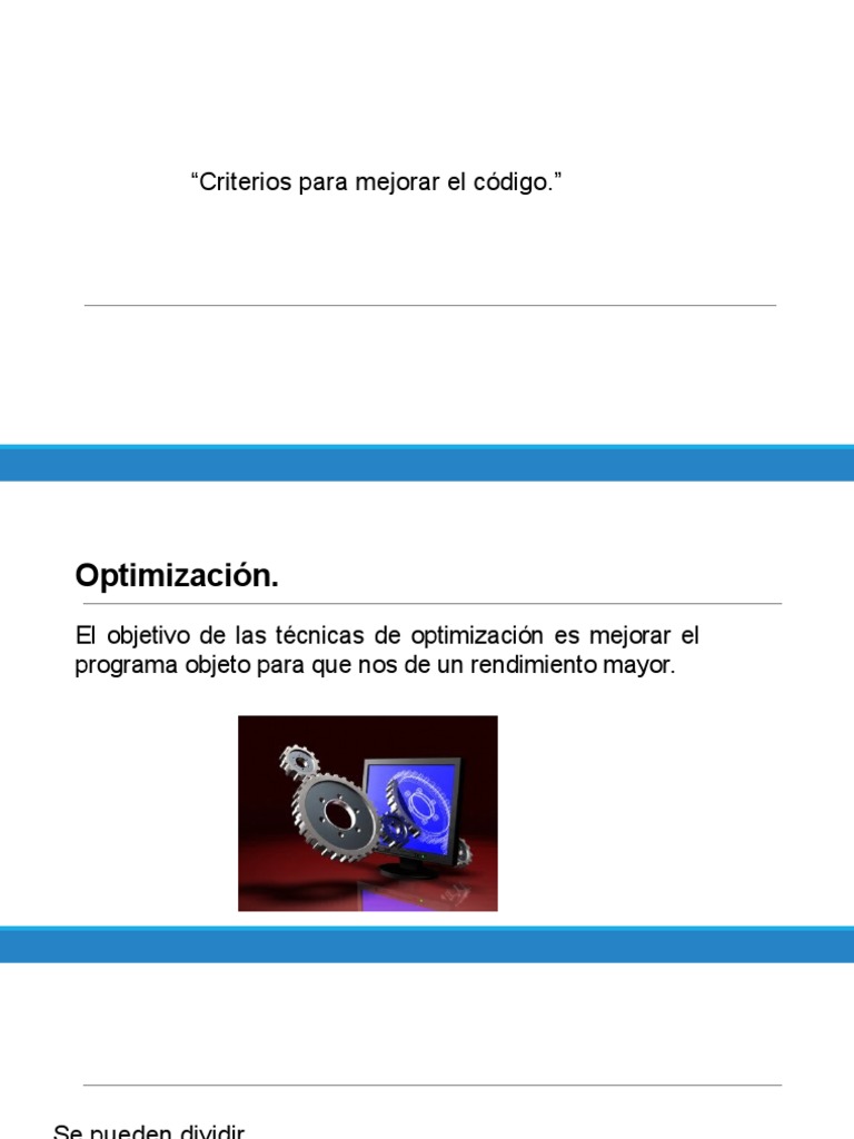 Criterios para La Optimizacion de Codigo | PDF | Programa de ... Criterios para La Optimizacion de Codigo | PDF | Programa de ...